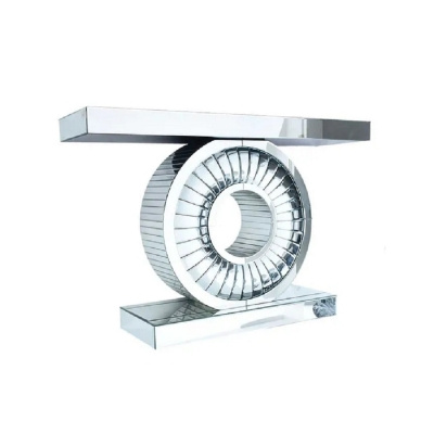 GLASS CONSOLE TABLE – sculptural form & mirror-like shine, Silver ...