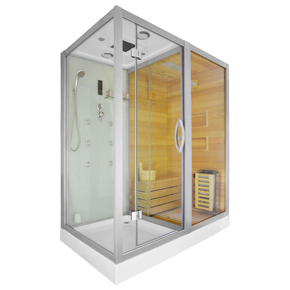 MO-1752W RIGHT TRIO, dry sauna, steam sauna and shower cabin ...
