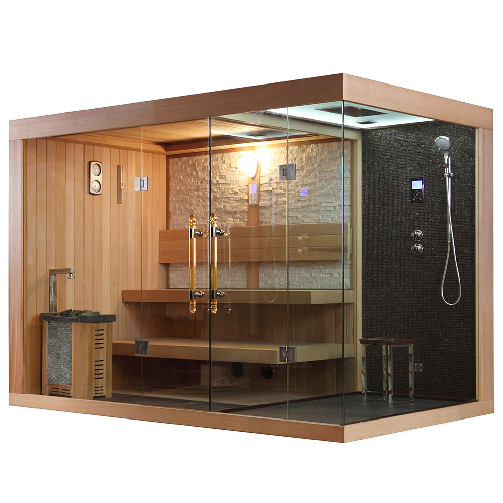 Dry sauna with HARVIA 6 kW stove + Shower cabin with hydromassage and ...