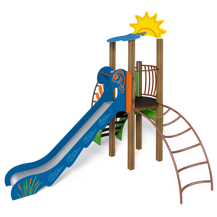 Complesso playground „Steamlet” TE701 – set con torre, scivolo e scala ad arco, per max. 8 ...